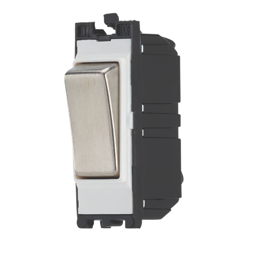Contactum 20AX Grid SP Control Switch Brushed Steel with White Inserts ...