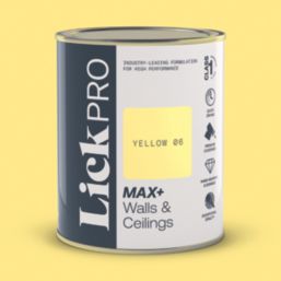 LickPro Max+ 1Ltr Yellow 06 Matt Emulsion Paint - Screwfix