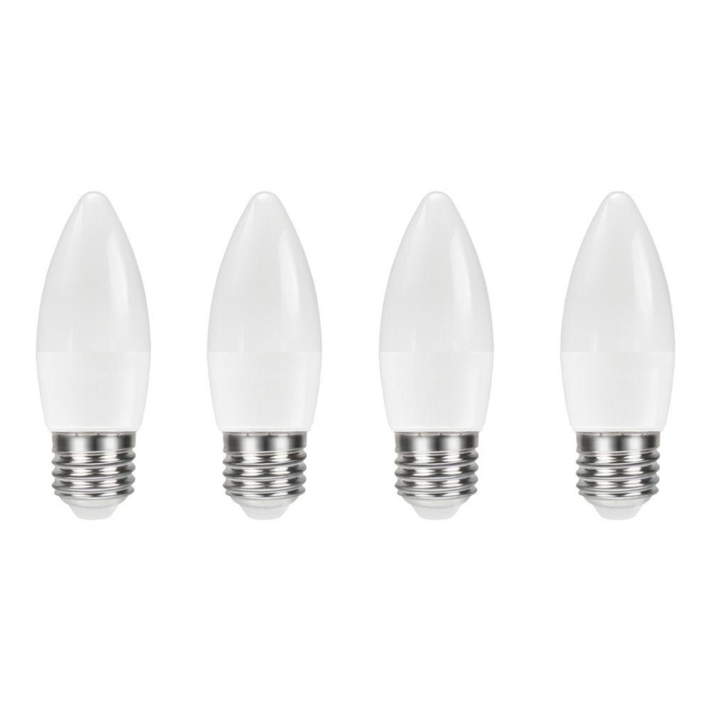 Essentials E27 Candle LED Light Bulb 470lm 40W 4 Pack - Screwfix