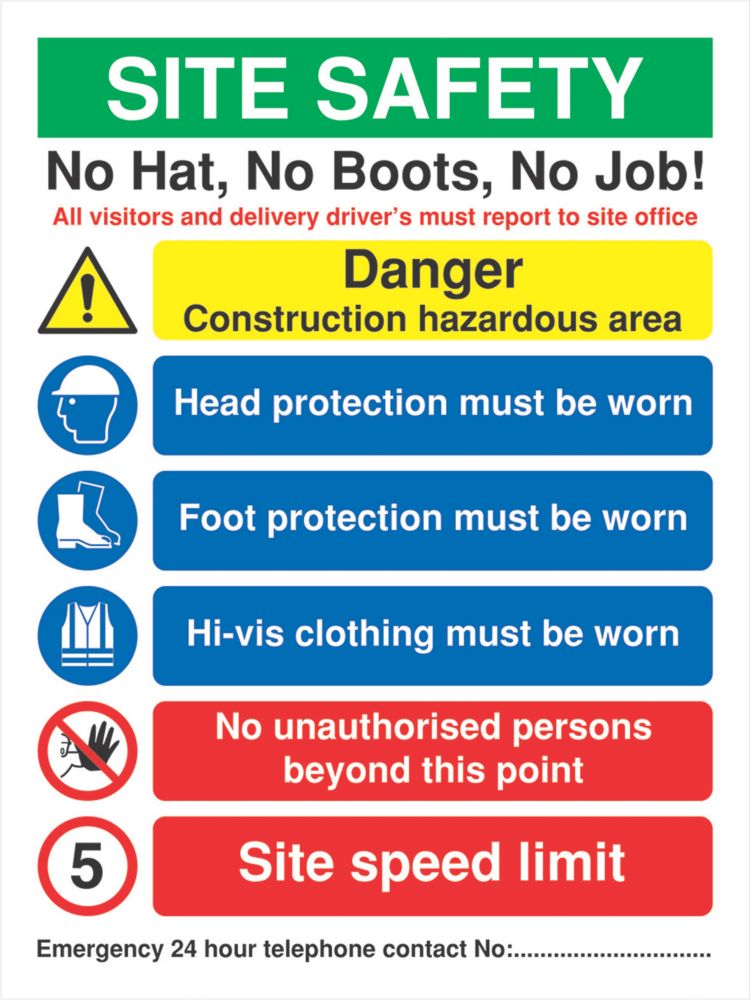 "Site Safety" Sign 800 x 600mm | Safety Signs | Screwfix.com