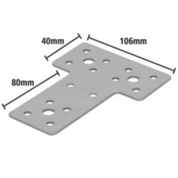 Magnodur Tee Plates Silver 106mm x 40mm x 80mm 10 Pack - Screwfix