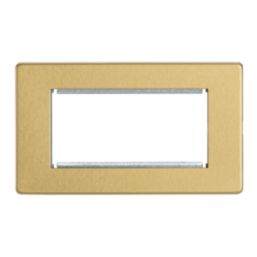Contactum Lyric 4-Module Modular Faceplate Brushed Brass - Screwfix