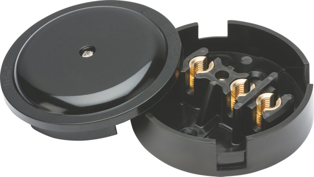 Knightsbridge 30A 3-Terminal Junction Box Black - Screwfix