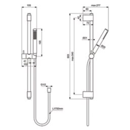 Ideal Standard Idealrain Single Function Stick Shower Kit Chrome - Screwfix