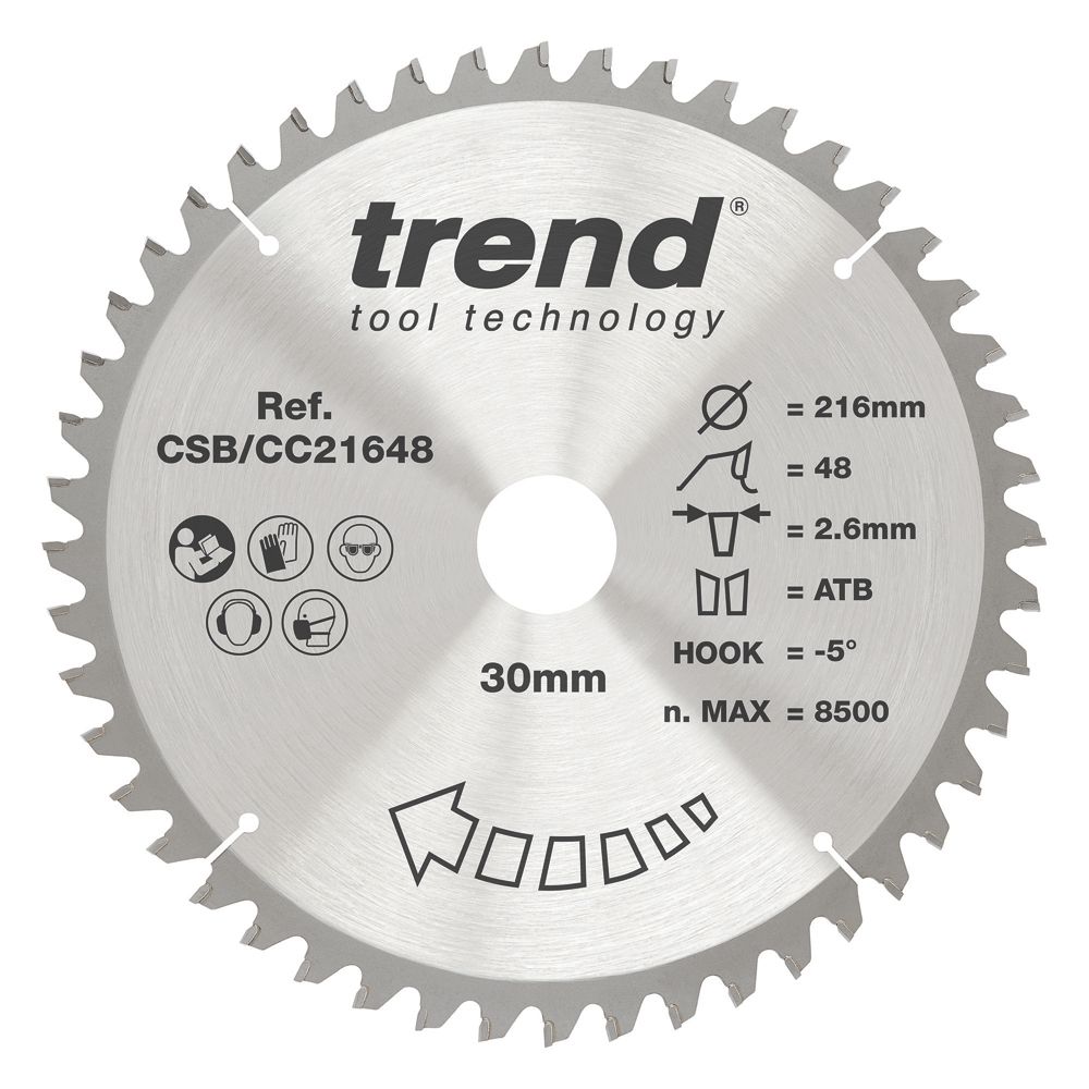 Trend CSB/CC21648 Wood Crosscut Circular Saw Blade 216mm x 30mm 48T ...