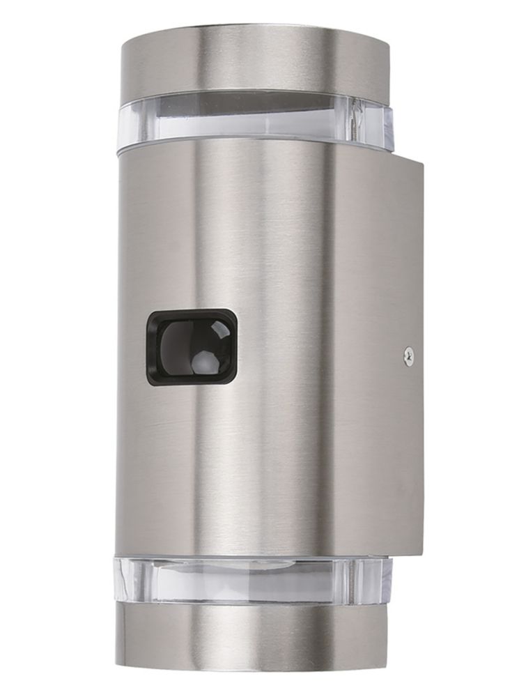 Lutec Focus Outdoor Wall Light With PIR Sensor Stainless Steel - Screwfix