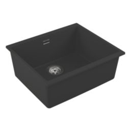 Carysil EN500-BK 1 Bowl Granite Composite Kitchen Sink Black 530mm x ...
