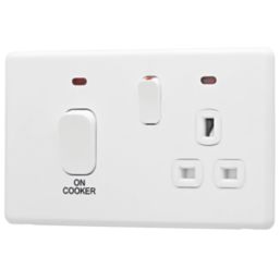 Arlec 45A 2-Gang DP Cooker Switch White with Neon with Colour-Matched ...