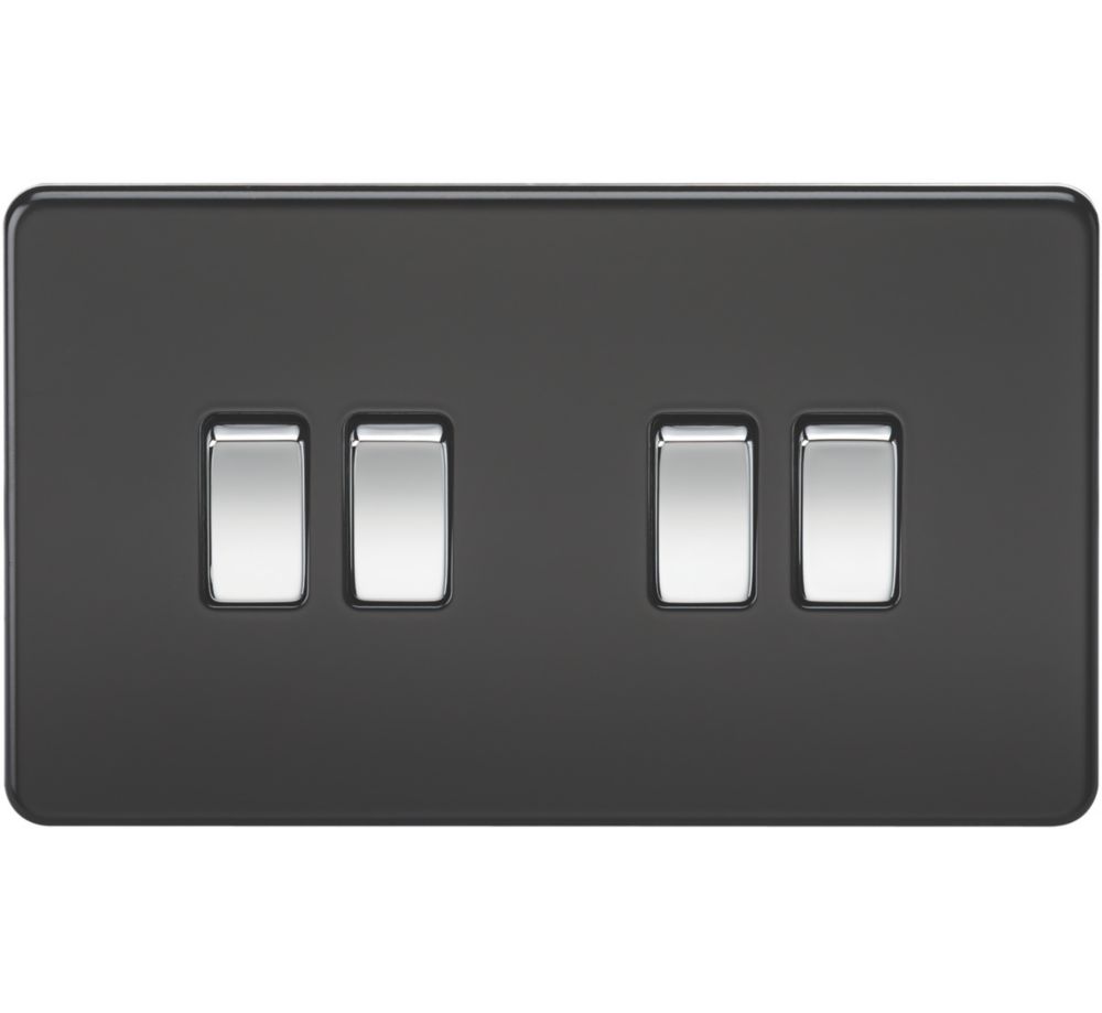 Knightsbridge 10AX 4-Gang 2-Way Light Switch with Chrome Switches Matt ...
