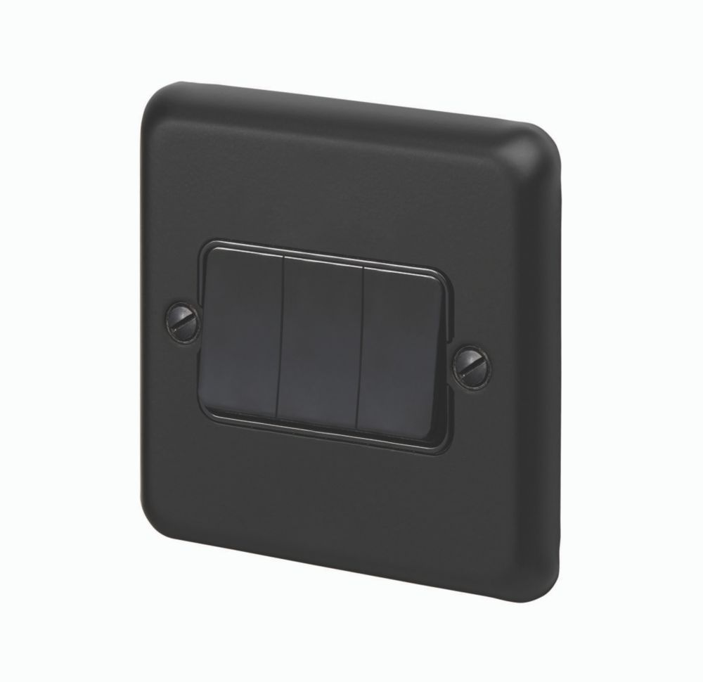 MK Contoura 10A 3-Gang 2-Way Switch Black with Colour-Matched Inserts ...