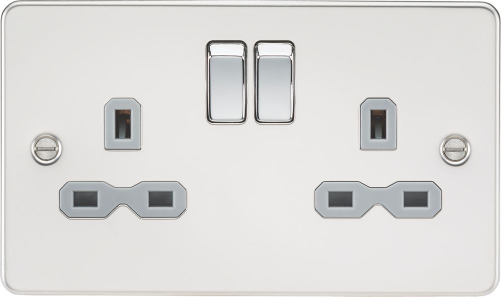 Knightsbridge 13A 2-Gang DP Switched Double Socket Polished Chrome with ...