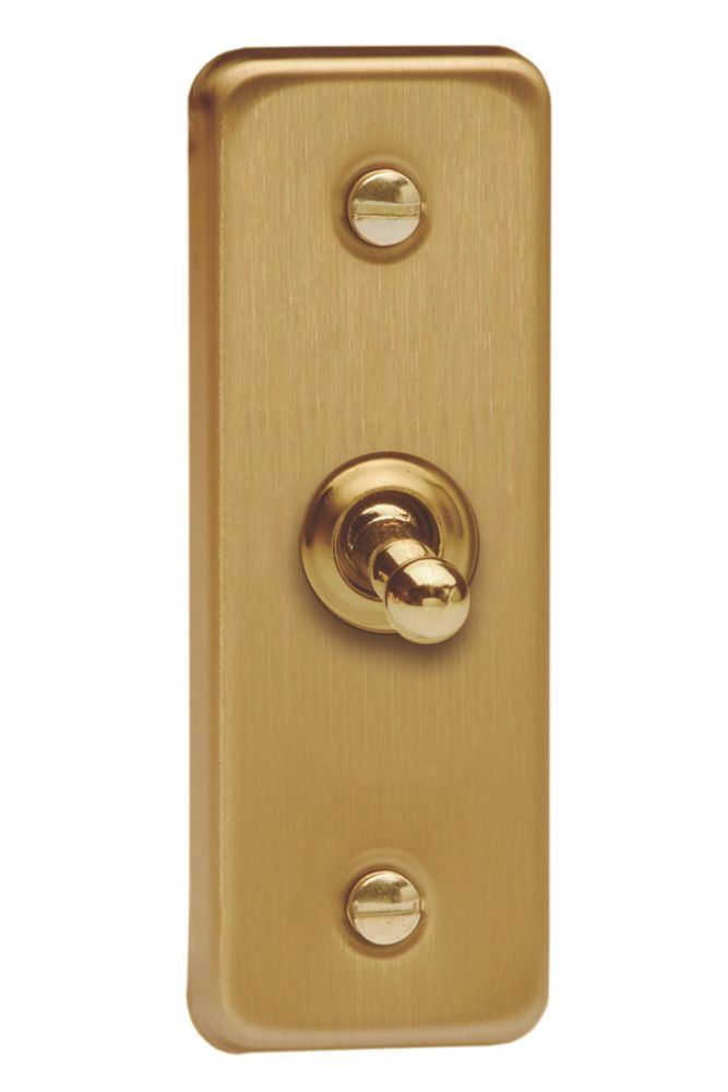 Varilight 10A 1-Gang 2-Way Architrave Light Switch Brushed Brass with ...