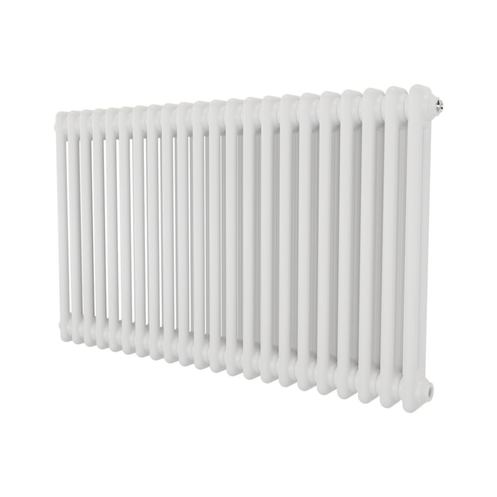 Azur 600mm x 1010mm 3297BTU White Horizontal 2 Column Radiator - Screwfix