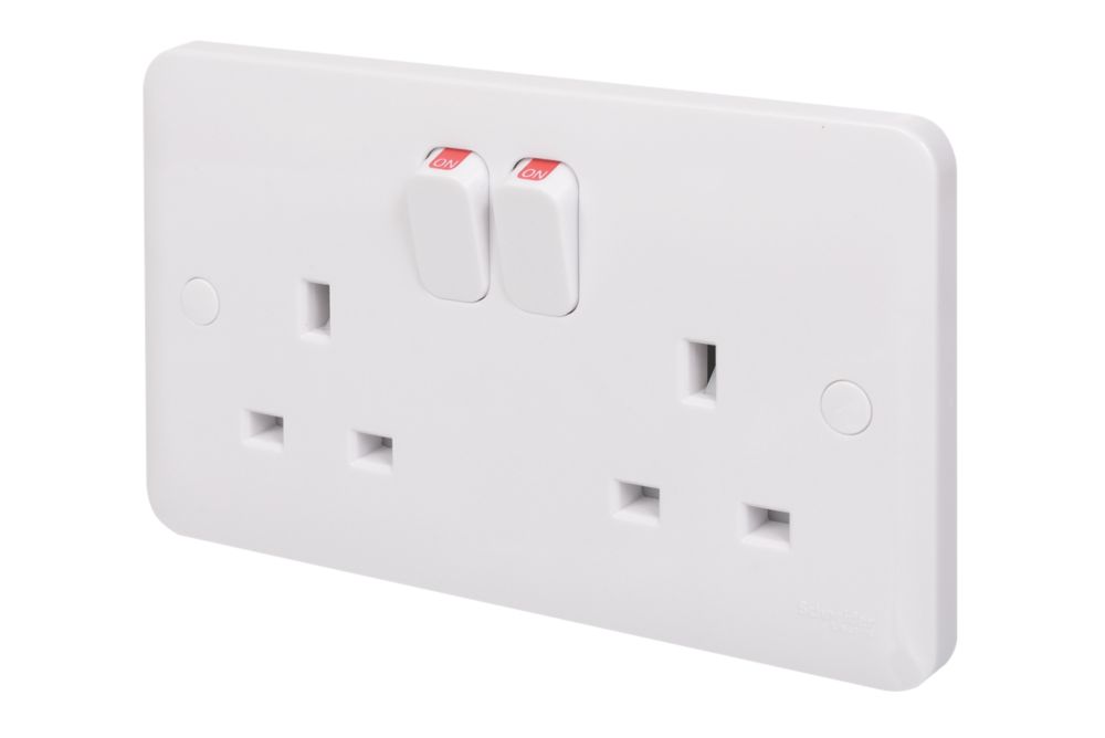 Schneider Electric Lisse 13A 2-Gang SP Switched Plug Socket White ...