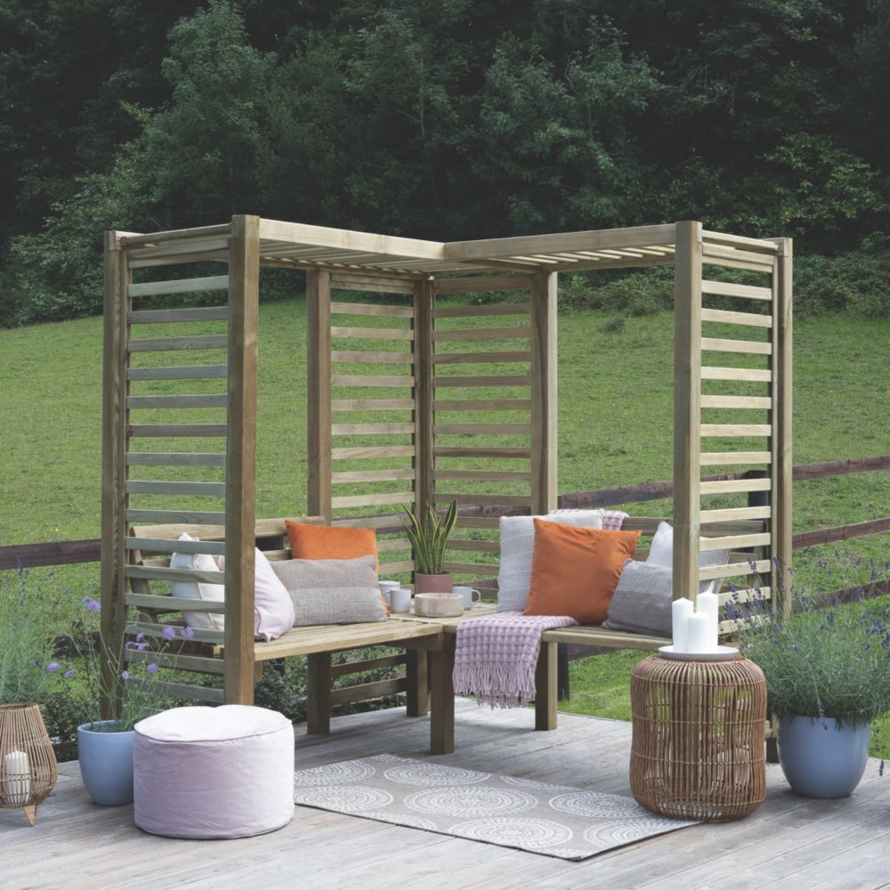 Forest Firenze 6' x 6' (Nominal) Flat Timber Arbour - Screwfix