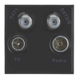 Contactum Media Modular Coaxial TV / FM & Twin Satellite Socket Black ...