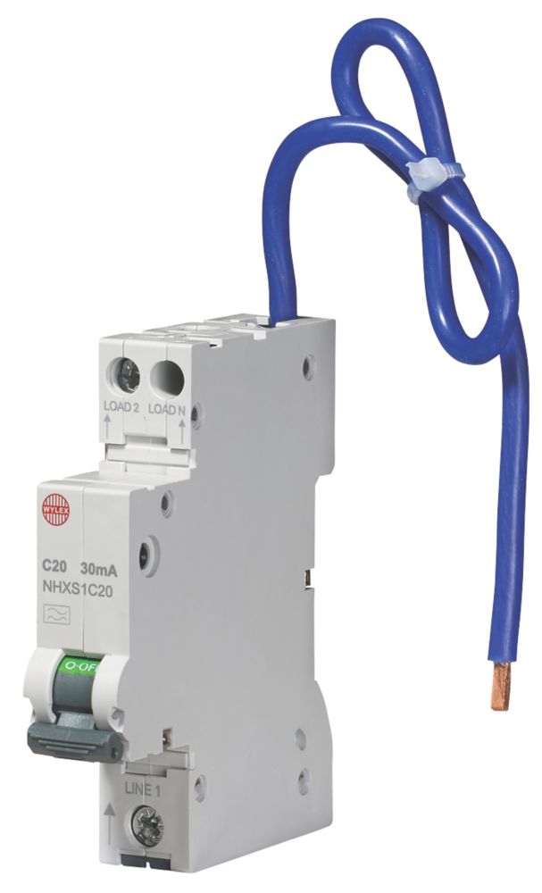 Wylex 20A 30mA Type A DP C Curve Mini RCBO - Screwfix