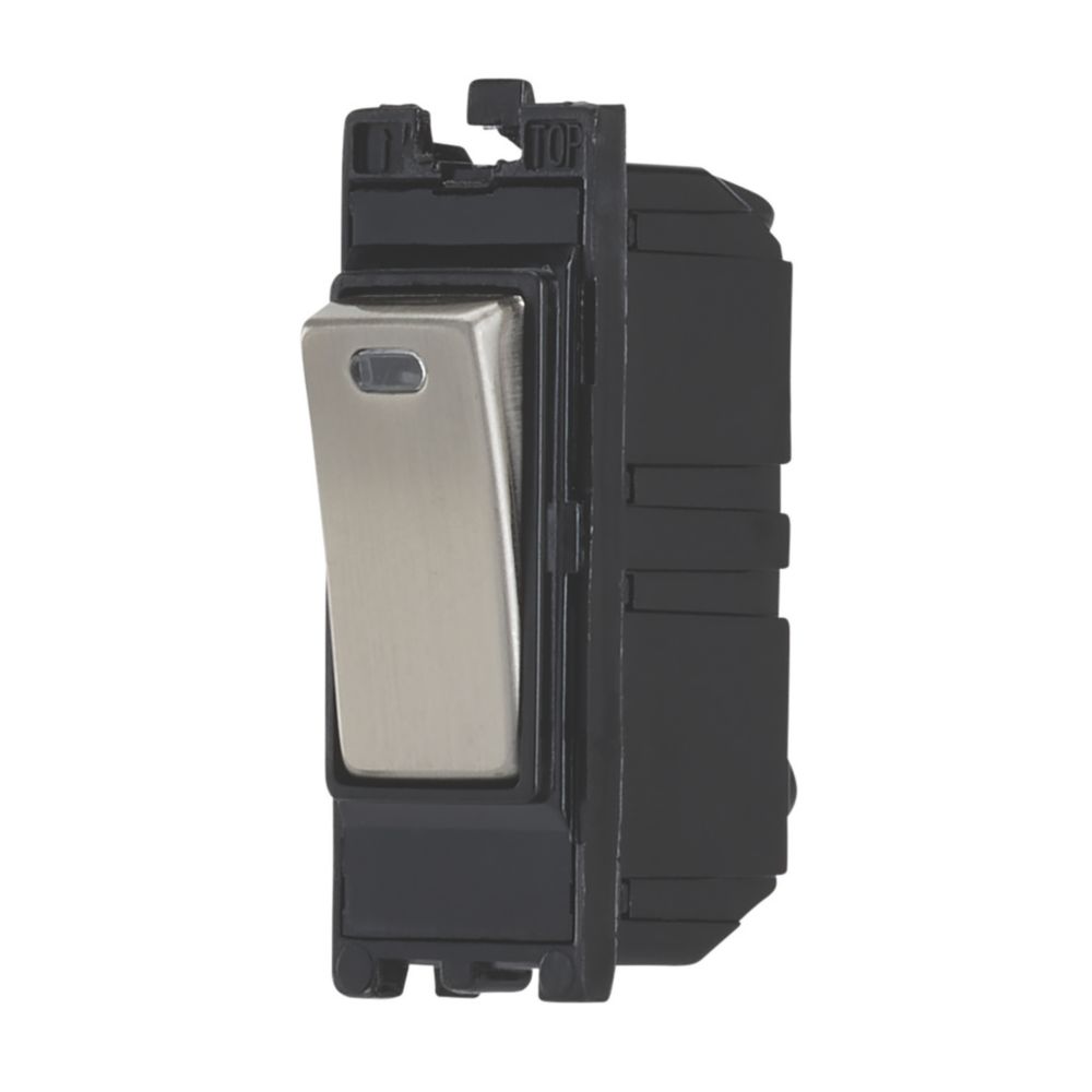 Contactum 20AX Grid DP Control Switch Brushed Steel with Black Inserts ...