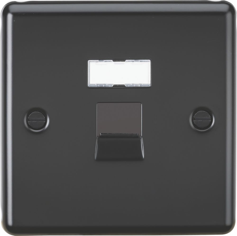 Knightsbridge 1-Gang RJ45 Ethernet Socket Matt Black with Colour ...