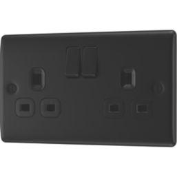 British General Nexus Metal 13A 2-Gang DP Switched Power Socket Matt ...