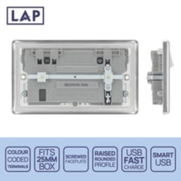 LAP 13A 2-Gang SP Switched Socket + 3A 45W 2-Outlet Type A & C USB ...