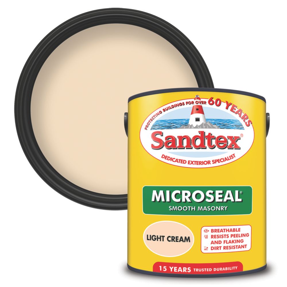 Sandtex 5Ltr Ultra Smooth Light Cream Masonry Paint - Screwfix