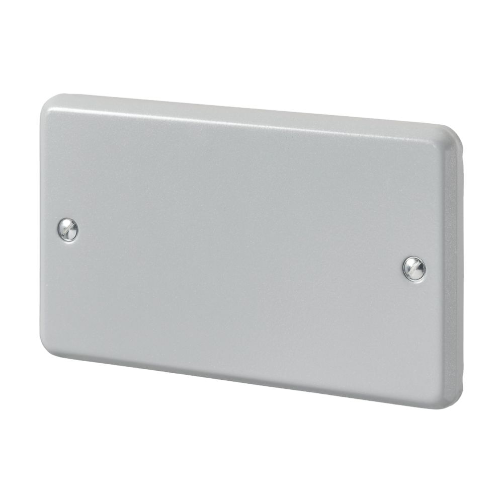 MK Metal-Clad Plus 2-Gang Metal Clad Blanking Plate Aluminium - Screwfix