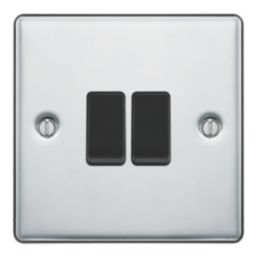LAP 20A 16AX 2-Gang 2-Way Light Switch Polished Chrome with Black ...