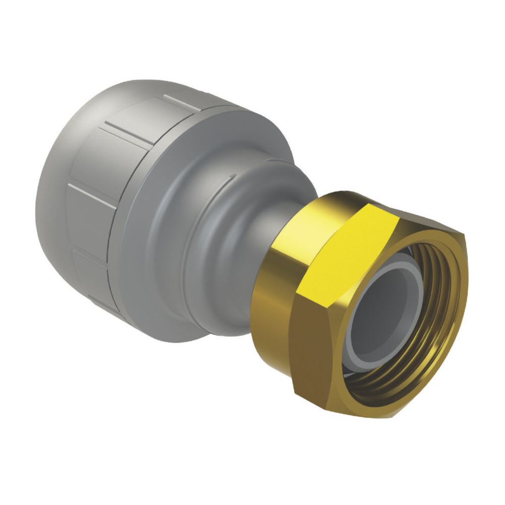 PolyPlumb Enhanced Plastic Push-Fit Straight Tap Connector 22mm x 3/4" - Screwfix