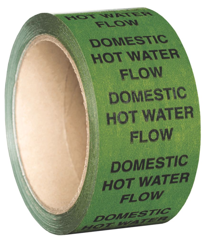 Essentials Domestic Hot Water Flow Pipe Marking Tape Green 33m x 50mm ...