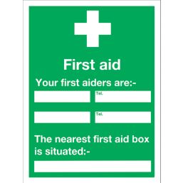 "First Aider" Notice Sign 200mm x 150mm - Screwfix