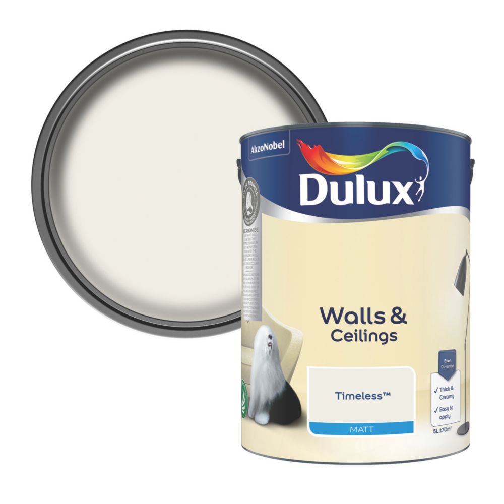 Dulux Walls & Ceilings 5Ltr Timeless Matt Emulsion Paint - Screwfix