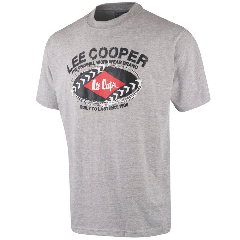 Lee Cooper LCTS014 Short Sleeve T-Shirt Grey Marl 2X Large 46" Chest ...