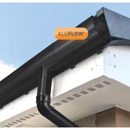 Aluflow Aluminium Half Round Gutter Deep Running Outlet Black 115mm x ...