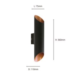 Eglo Agolada Outdoor LED Up/Down Wall Light Black/Copper 7W 660lm ...