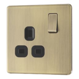 LAP 13A 1-Gang DP Switched Socket Antique Brass with Black Inserts ...