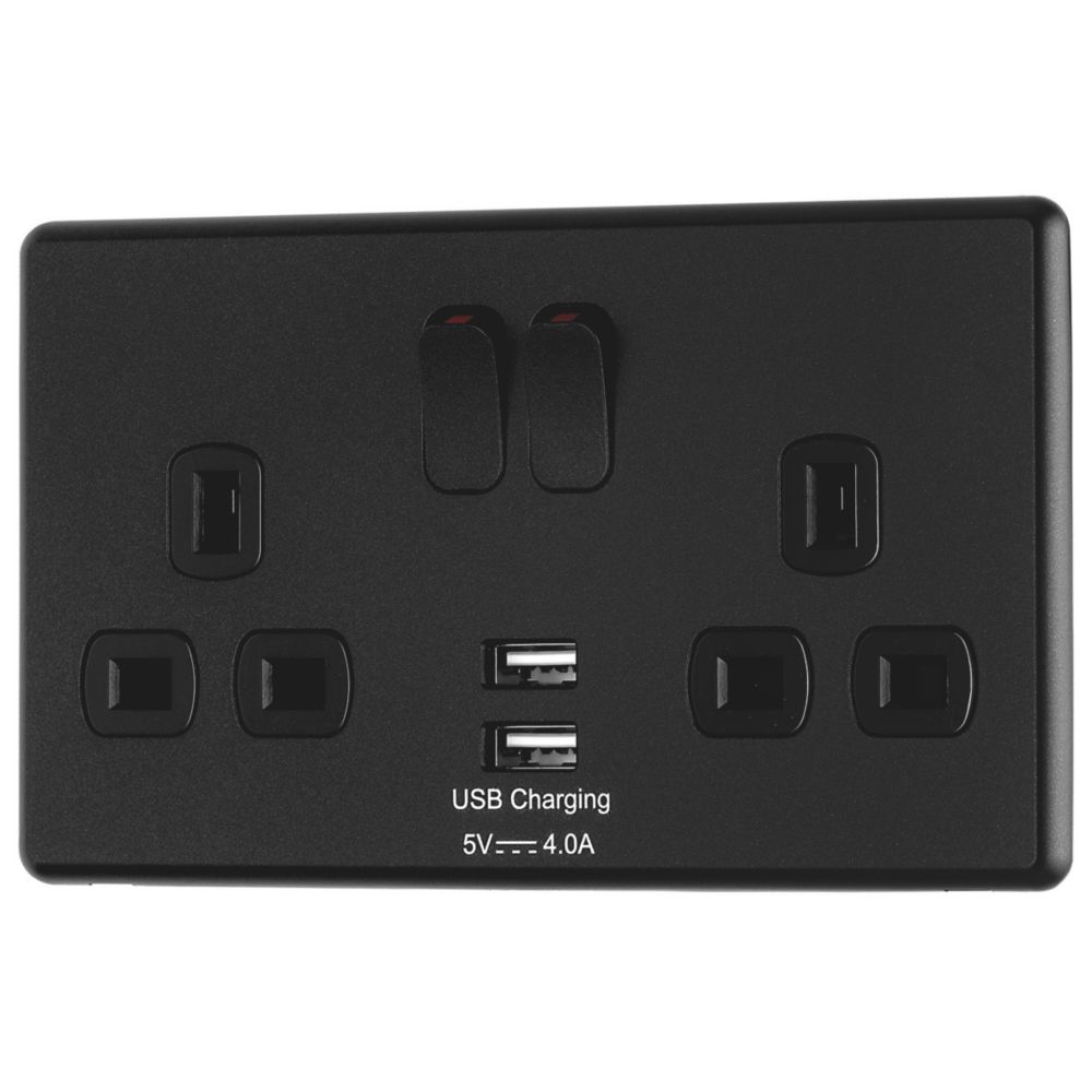Arlec 13A 2-Gang SP Switched Socket + 4A 15W 2-Outlet Type A USB ...