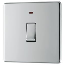 LAP 20A 1-Gang DP Boiler Switch Polished Chrome with LED - Screwfix