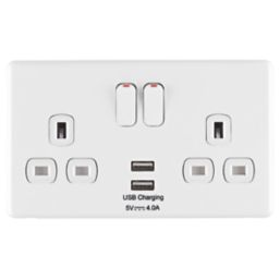 Arlec 13A 2-Gang SP Switched Socket + 4A 15W 2-Outlet Type A USB ...