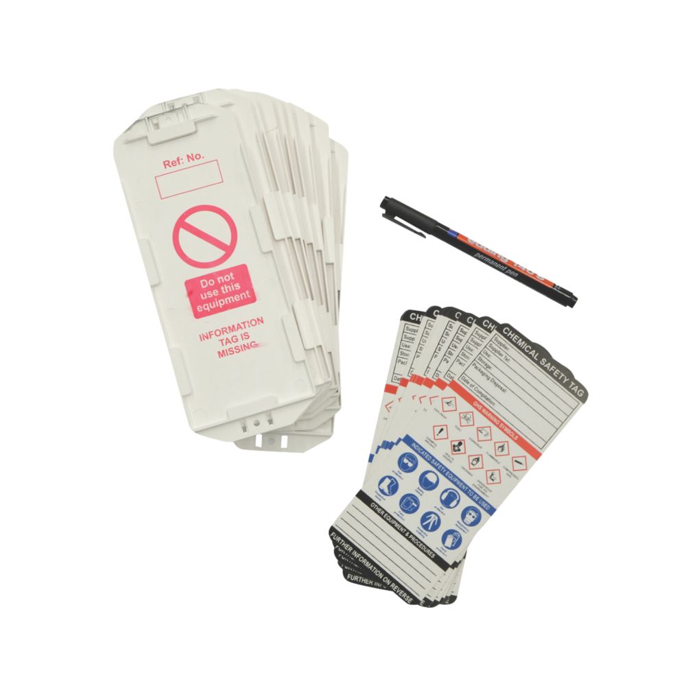 Essentials Chemical Safety Tag Kit 21 Piece Set - Screwfix