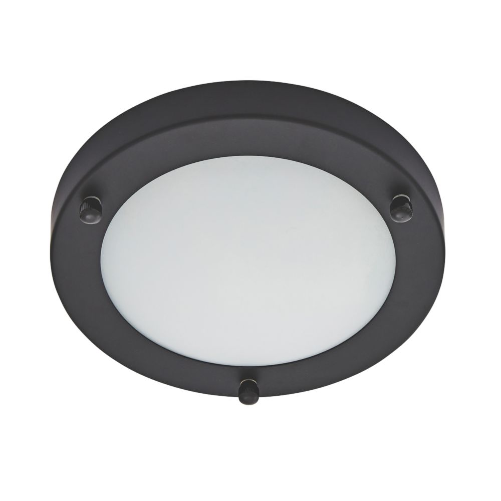 Spa Delphi LED Flush-Fitting Ceiling Light Satin Black 12W 600lm - Screwfix