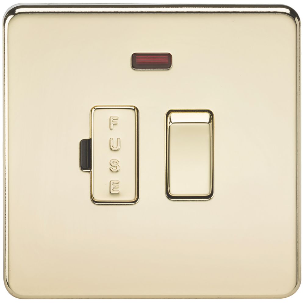 Knightsbridge 13A Switched Fused Spur with LED Polished Brass - Screwfix