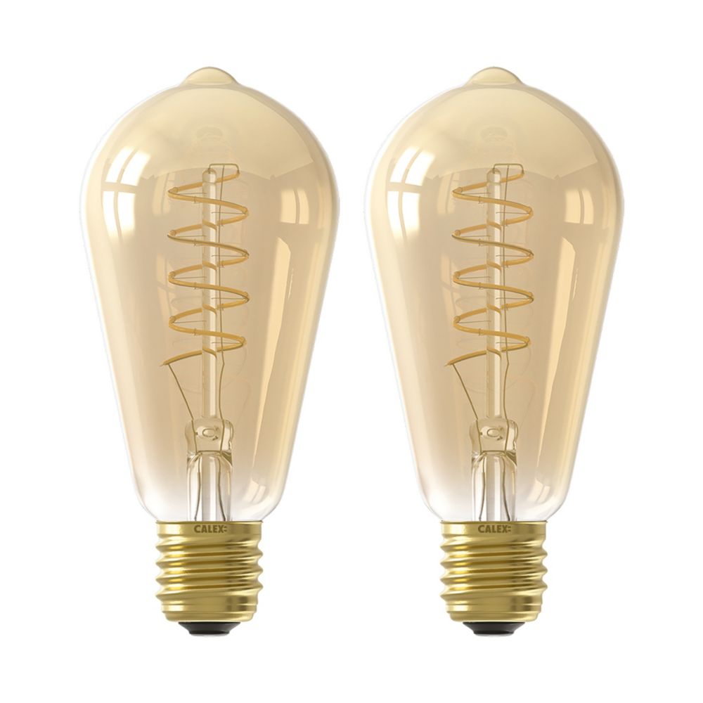 Calex Flex Gold ES ST64 LED Light Bulb 250lm 4W 2 Pack - Screwfix