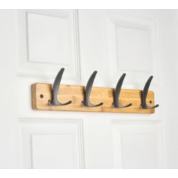 Hardware Solutions 4-Hook Rail Bamboo 450mm x 70mm - Screwfix