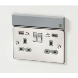 Knightsbridge 2GPHGY 2-Gang Phone Holder Grey - Screwfix