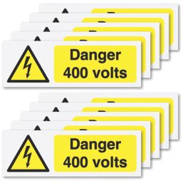 Essentials 'Danger 400V' Electrical Warning Labels 75mm x 25mm 25 Pack ...