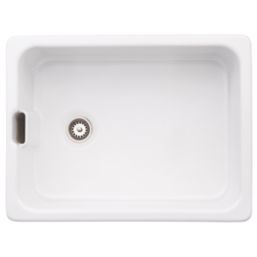 Abode 1 Bowl Fireclay Ceramic Kitchen Sink White 595mm x 455mm x 277mm ...