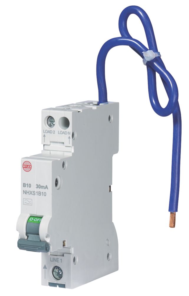 Wylex 10A 30mA Type A DP B Curve Mini RCBO - Screwfix