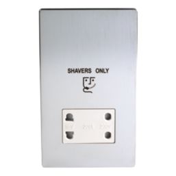 LAP 2-Gang Dual Voltage Shaver Socket 115 / 230V Brushed Chrome with ...