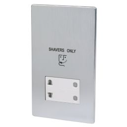 LAP 2-Gang Dual Voltage Shaver Socket 115 / 230V Brushed Chrome with ...